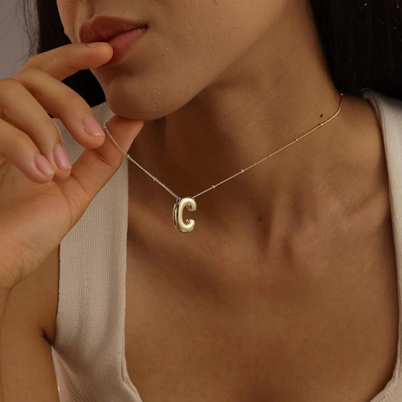 Amazon | Jewelry | C Necklace New Chunky Gold Bubble Letter C Necklace ...